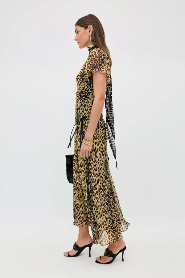 Rixo Bexley Nina Leopard Midi Dress