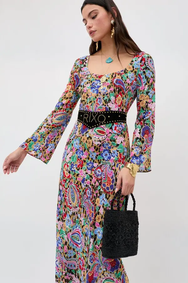 Rixo Noraya Cara Floral Leopard Maxi Dress