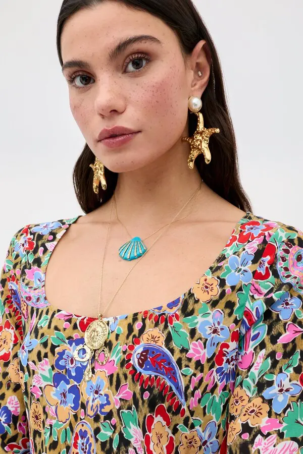 Rixo Noraya Cara Floral Leopard Maxi Dress
