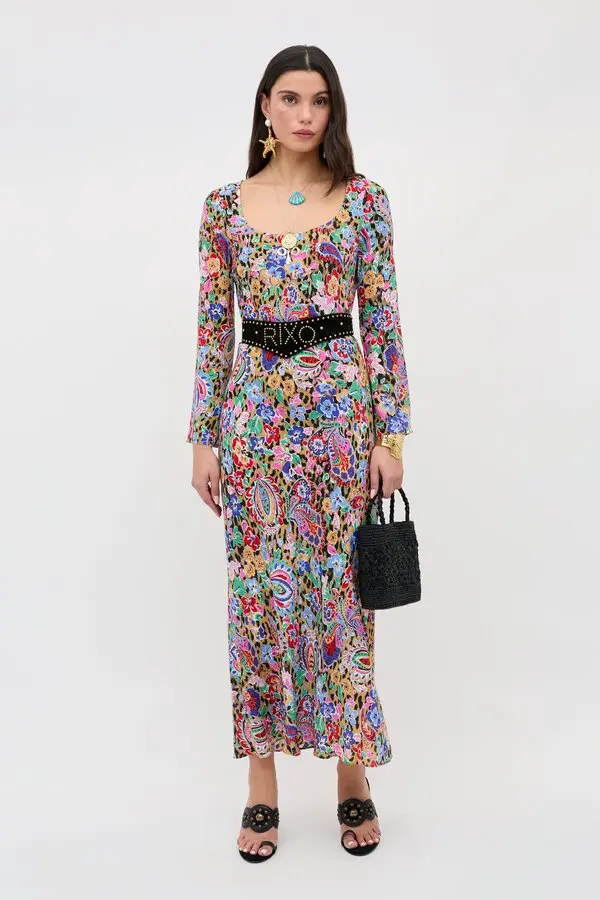 Rixo Noraya Cara Floral Leopard Maxi Dress