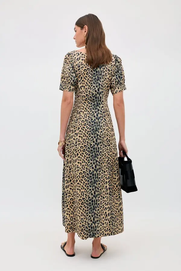 Rixo Kathleen Nina Leopard Midi Dress - Brown