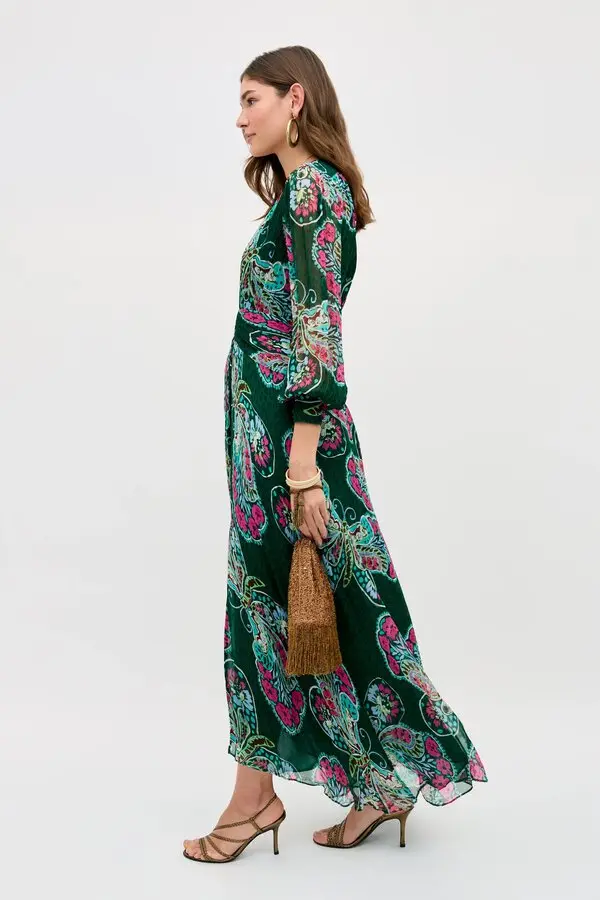 Rixo Meera Butterfly Bloom Blouse - Green