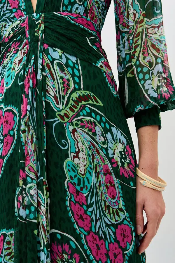 Rixo Meera Butterfly Bloom Blouse - Green