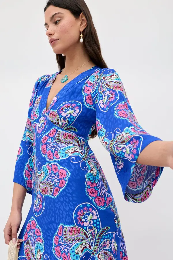 Rixo Margaux Butterfly Bloom Jacquard Top