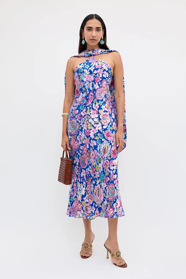 Rixo Cara Floral Devore Top - Blue