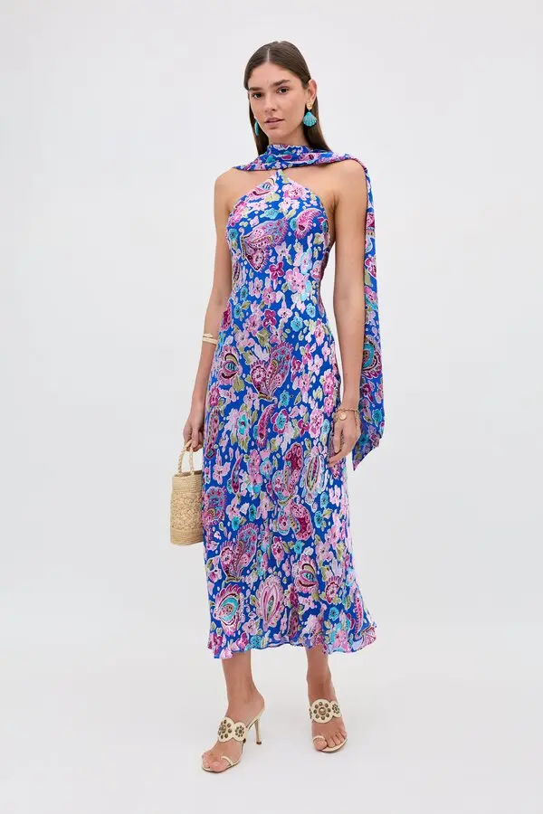 Rixo Cara Floral Devore Top - Blue