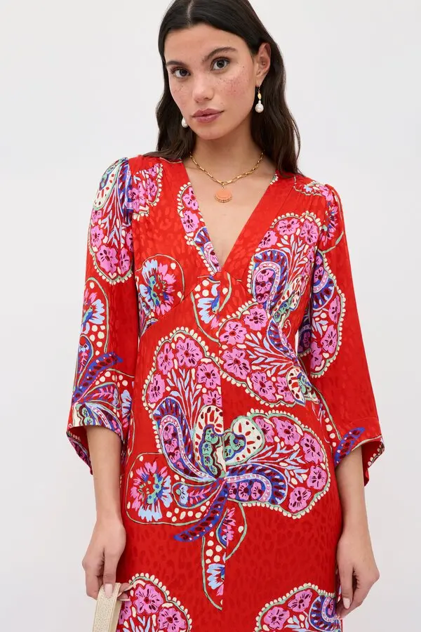 Rixo Dahlia Butterfly Bloom Jacquard Top