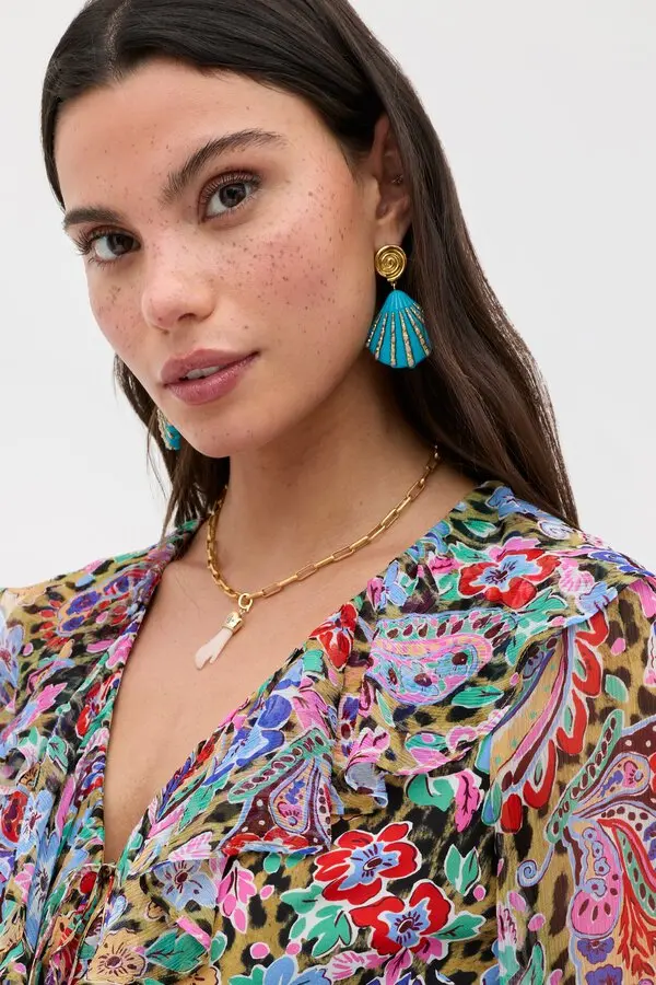 Rixo Floral Leopard Print Blouse - Multi