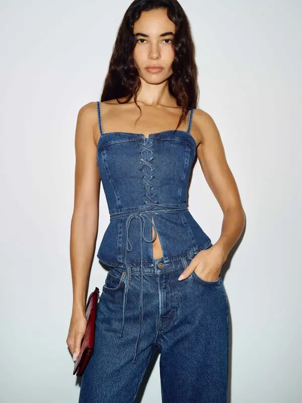 REFORMATION Clayten Denim Top - Blue