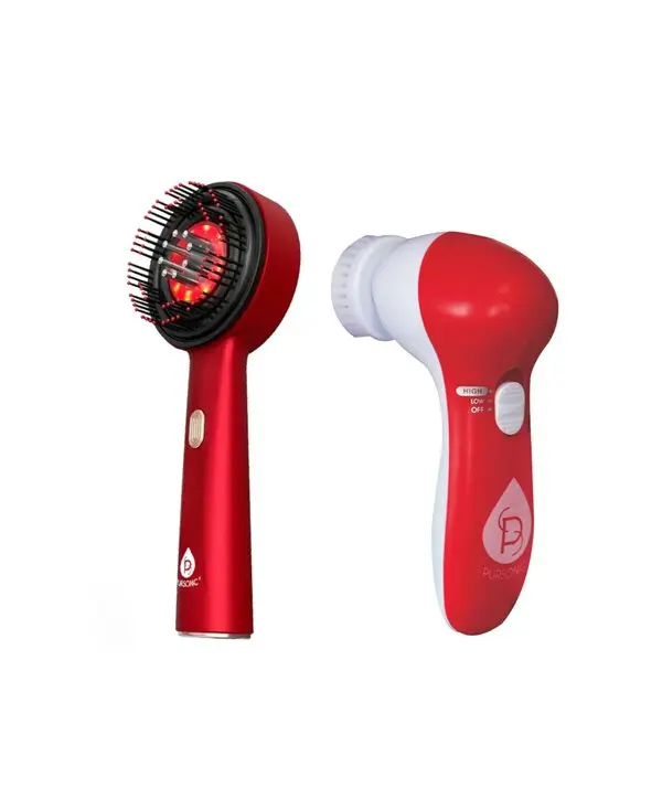 PURSONIC Light Led Scalp & Hair Therapy Brush & Advanced Facial Cleansing - No Color
