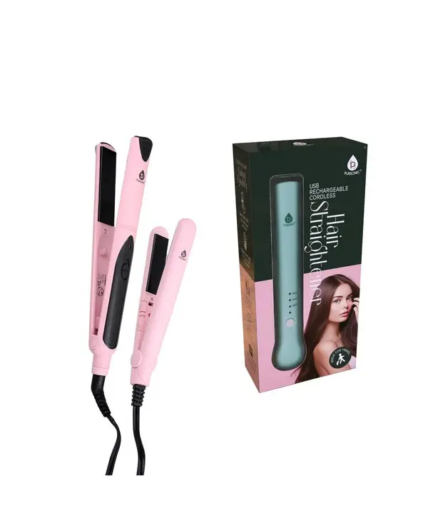 PURSONIC Complete Set: Usb Rechargeable & Flat Iron Duo - Pink
