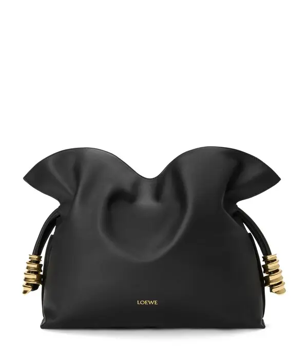 Loewe Medium Leather Flamenco Clutch Bag - Black