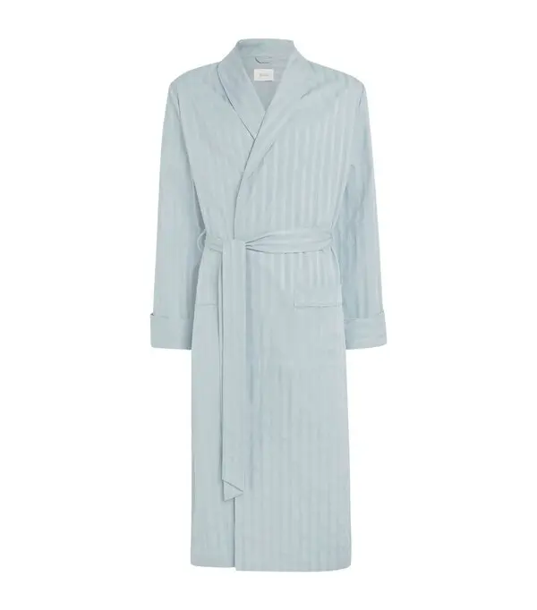 Harrods Cotton Satin-stripe Night Robe - Green