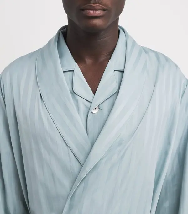 Harrods Cotton Satin-stripe Night Robe