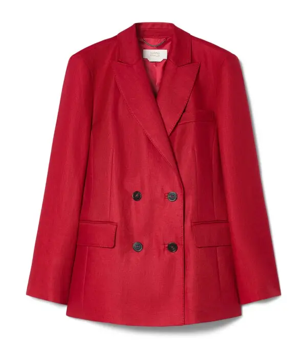 Marina Rinaldi Linen Double-breasted Blazer - Red