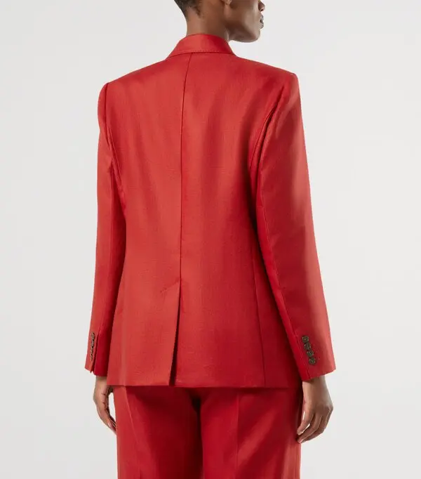 Marina Rinaldi Linen Double-breasted Blazer - Red