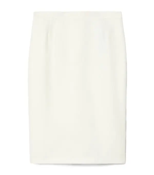 Marina Rinaldi Linen Pencil Midi Skirt - White