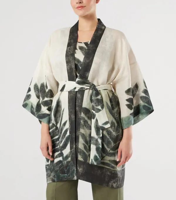 Marina Rinaldi Linen Canvas Kimono Top
