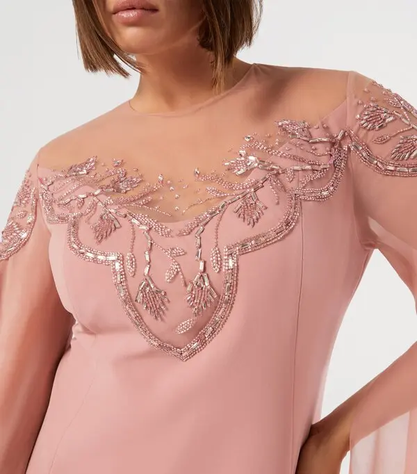 Marina Rinaldi Silk Embroidered Maxi Dress