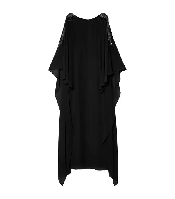 Marina Rinaldi Embellished Caped Gown - Black