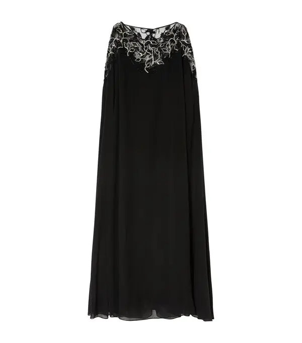 Marina Rinaldi Embellished Maxi Dress And Cape - Black