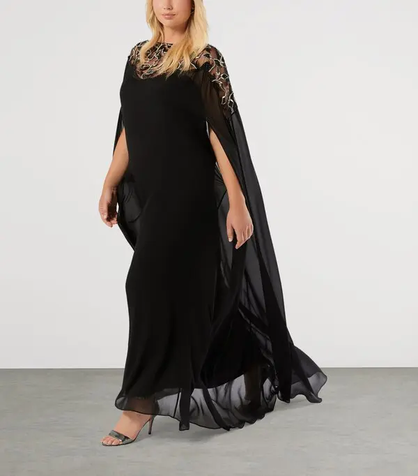 Marina Rinaldi Embellished Maxi Dress And Cape