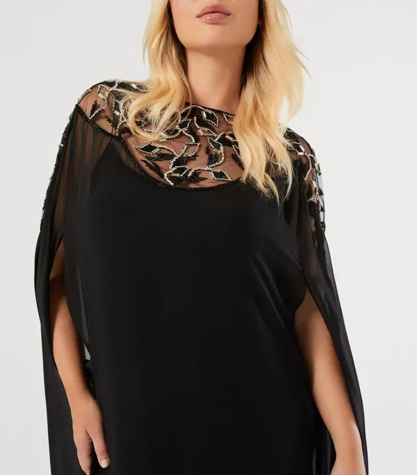 Marina Rinaldi Embellished Maxi Dress And Cape