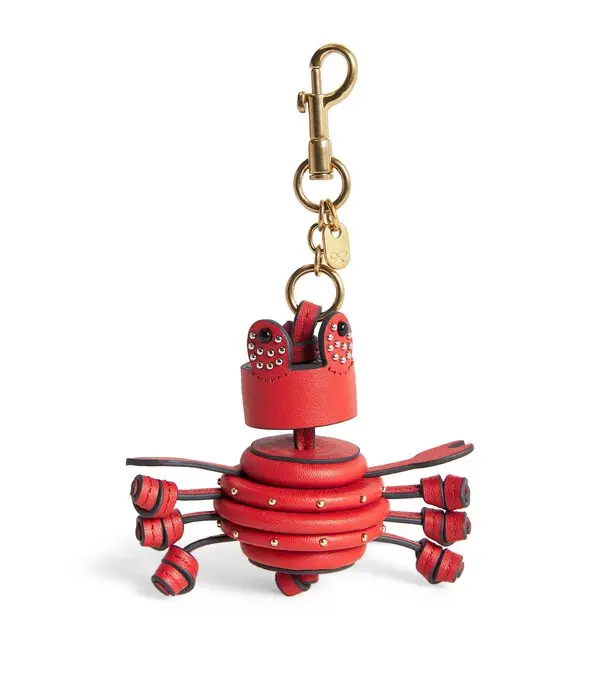 ANYA HINDMARCH Raffia Leather-detail Crab Keyring - Orange