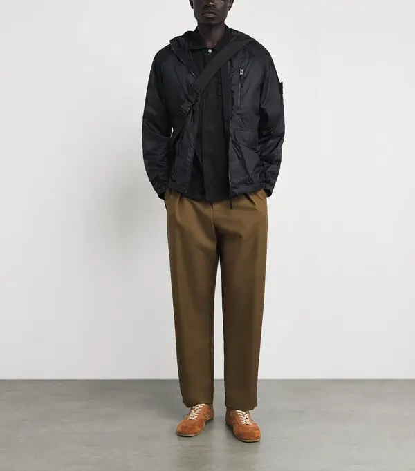 Stone Island Organic Cotton-blend Short-sleeve Shirt - Black