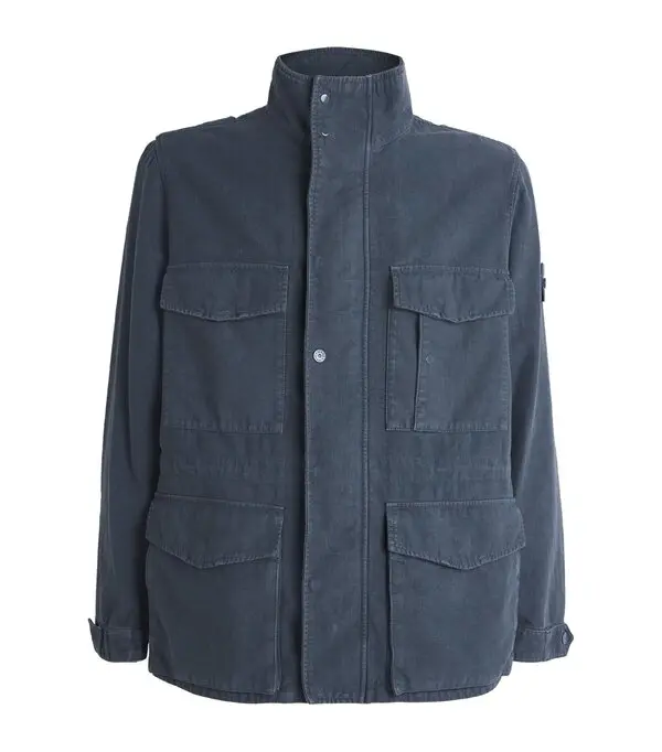 Stone Island Ghost Piece Linen-blend Field Jacket - Blue