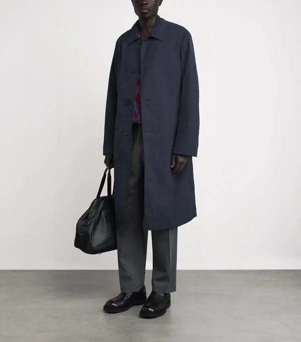 Dries Van Noten Water-repellent Crinkled Nylon Car Coat - Navy