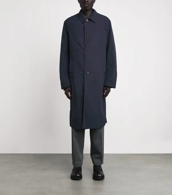 Dries Van Noten Water-repellent Crinkled Nylon Car Coat - Navy