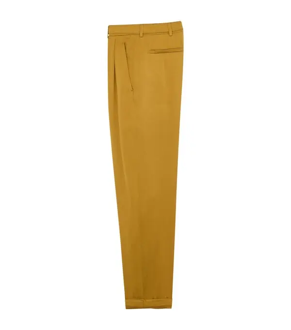 Saint Laurent Silk Pleated Slim Trousers