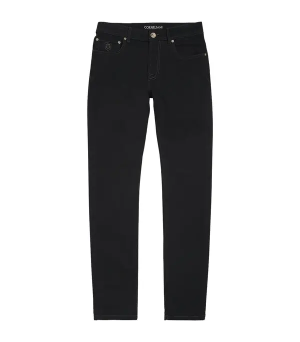 Corneliani Stretch-blend Straight Jeans - Black