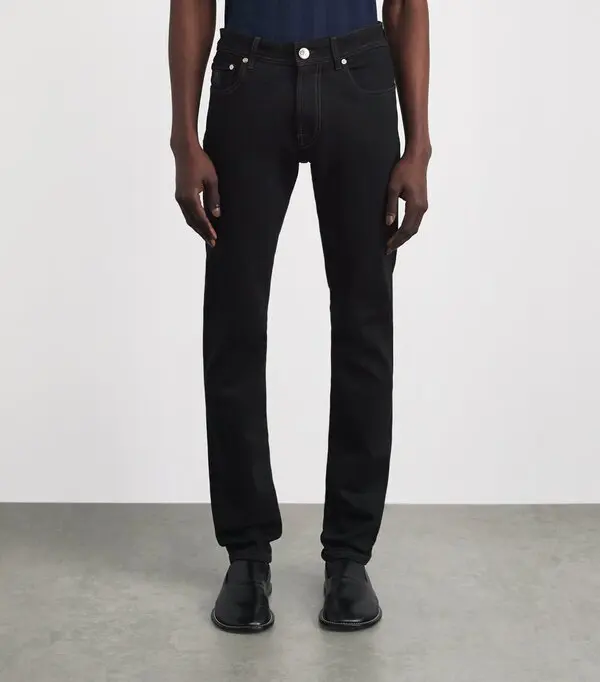 Corneliani Stretch-blend Straight Jeans - Black