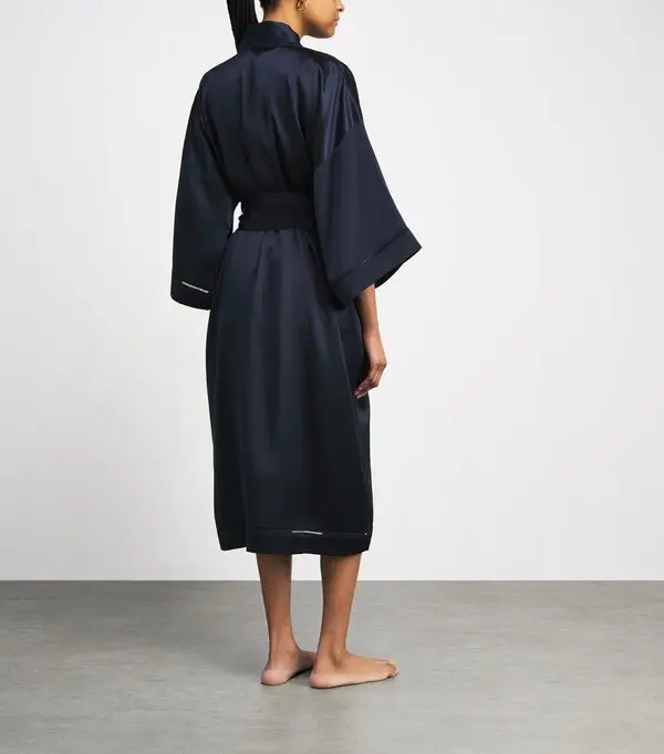 Olivia Von Halle Silk Gloria Robe - Navy