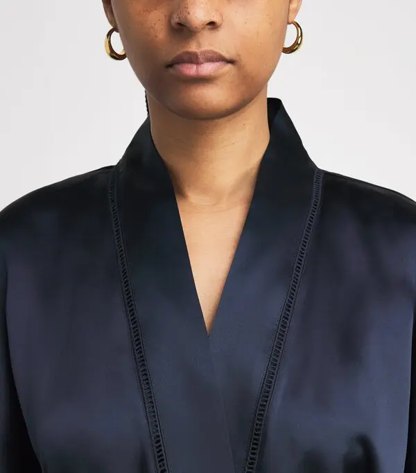 Olivia Von Halle Silk Gloria Robe - Navy