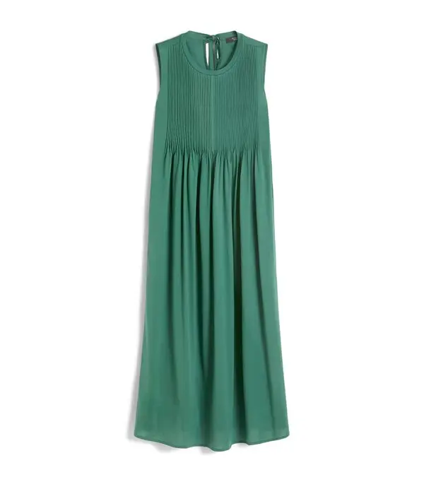 Max Mara Cotton Pleated Midi Dress - Green