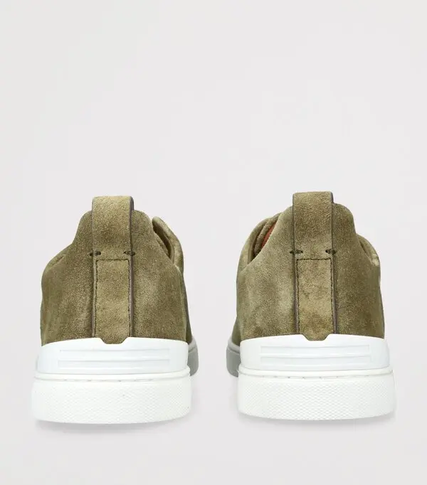 Zegna Suede Triple Stitch Sneakers - Green