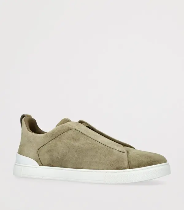 Zegna Suede Triple Stitch Sneakers - Green