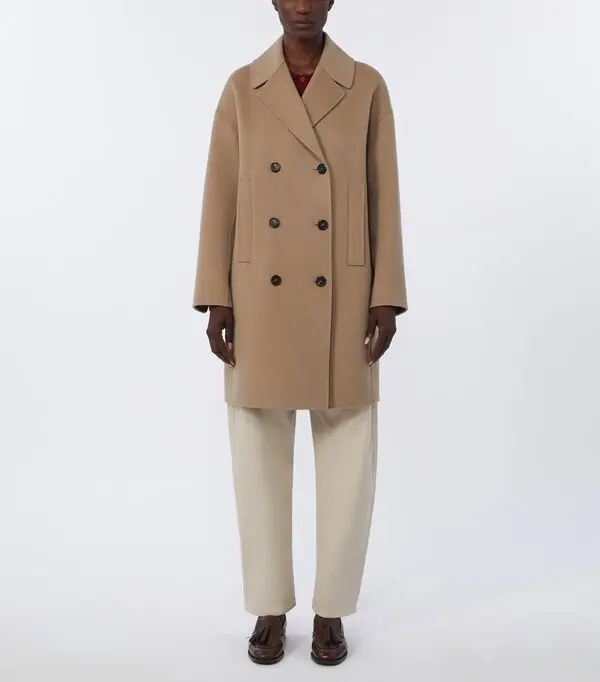 Max Mara Virgin Wool Midi-length Coat - Beige