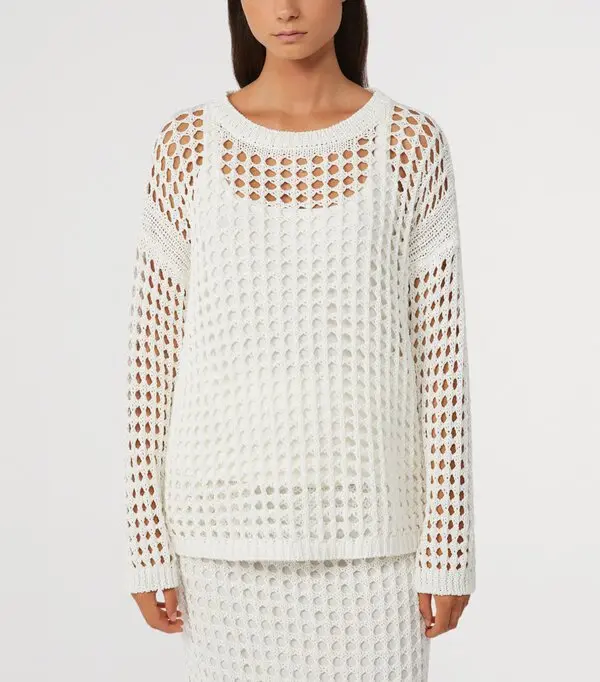 Max Mara Cotton Open-knit Sweater - White