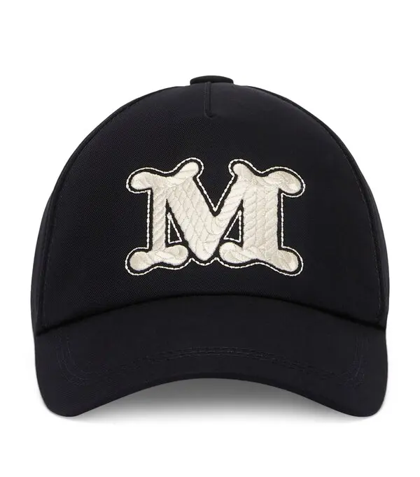 Max Mara Cotton Monogram Cap - Blue