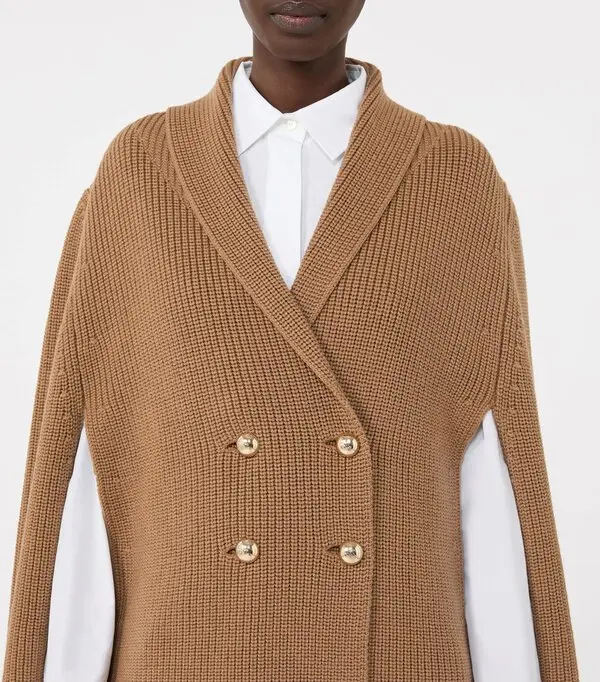 Max Mara Virgin Wool Double-breasted Cape - Beige