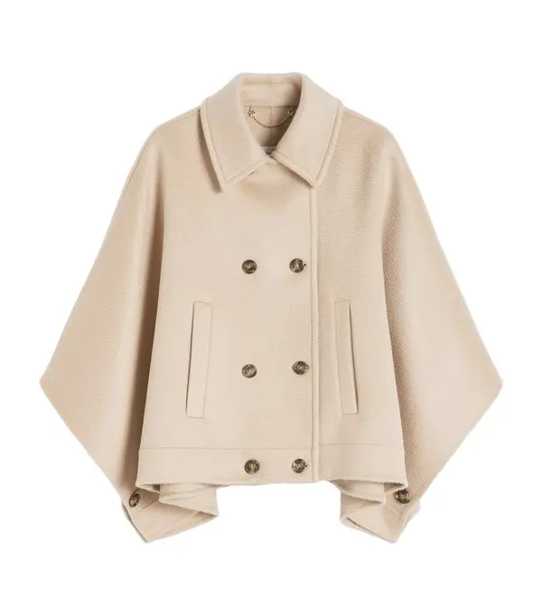 Max Mara Cashmere Double-breasted Cape - White