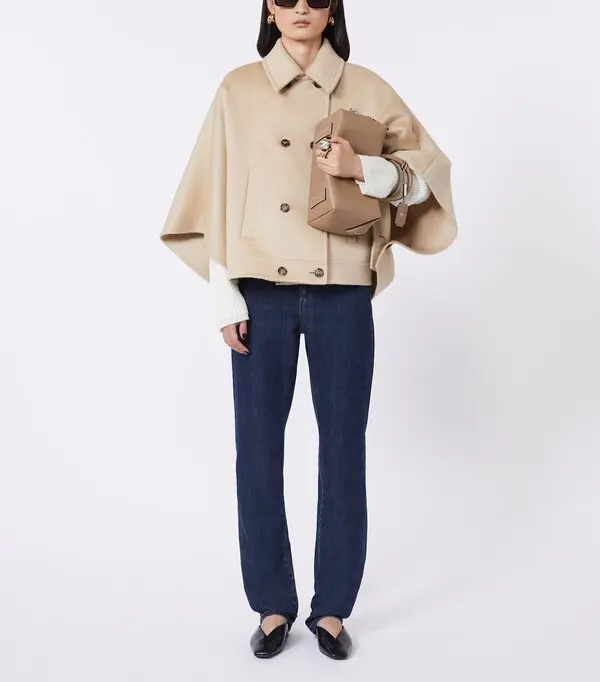 Max Mara Cashmere Double-breasted Cape - White