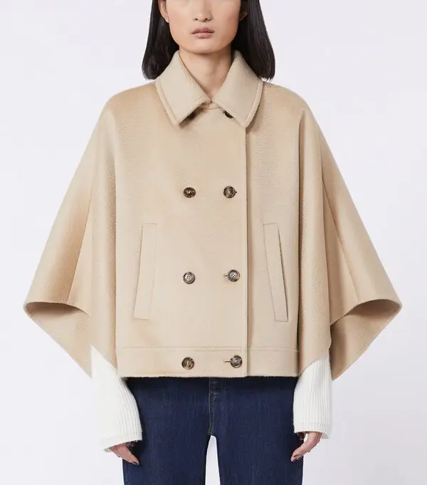 Max Mara Cashmere Double-breasted Cape - White