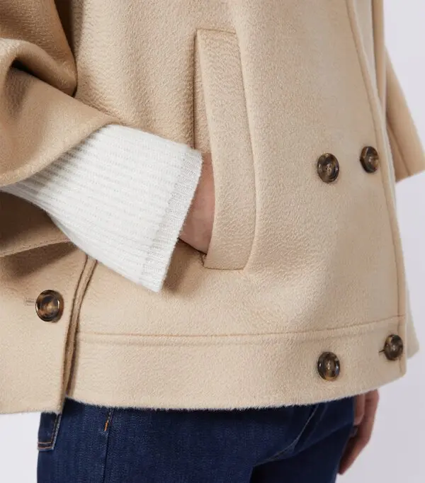 Max Mara Cashmere Double-breasted Cape - White