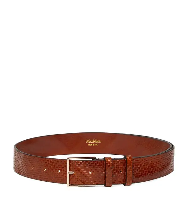 Max Mara Leather Woven Belt - Brown