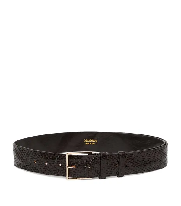 Max Mara Leather Woven Belt - Black